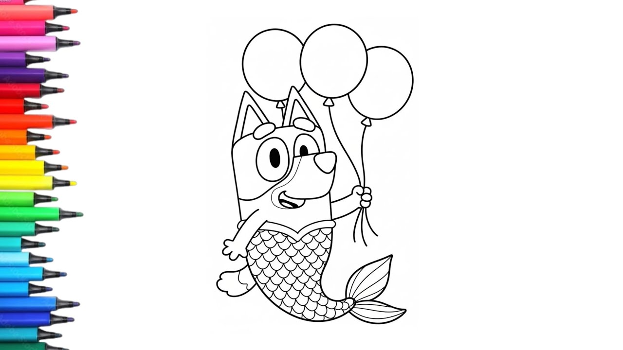Mermaid bluey Drawing, Painting & Coloring For Kids and Toddlers_Child ...