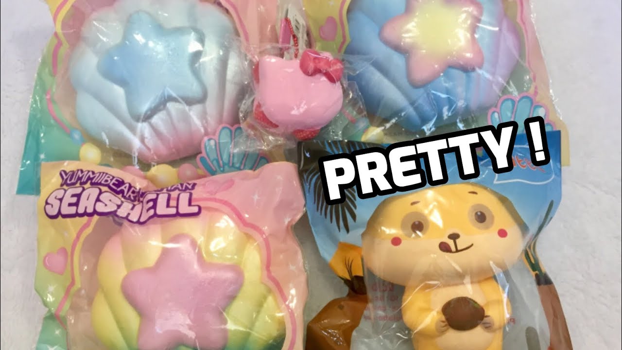 RAINBOW SEASHELL SQUISHIES | SQUISHYSHOP PACKAGE - YouTube