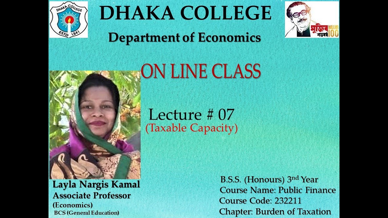 Lect # 07,232211,Taxable Capacity,3rd Year B.S.S.Honors Economics ...