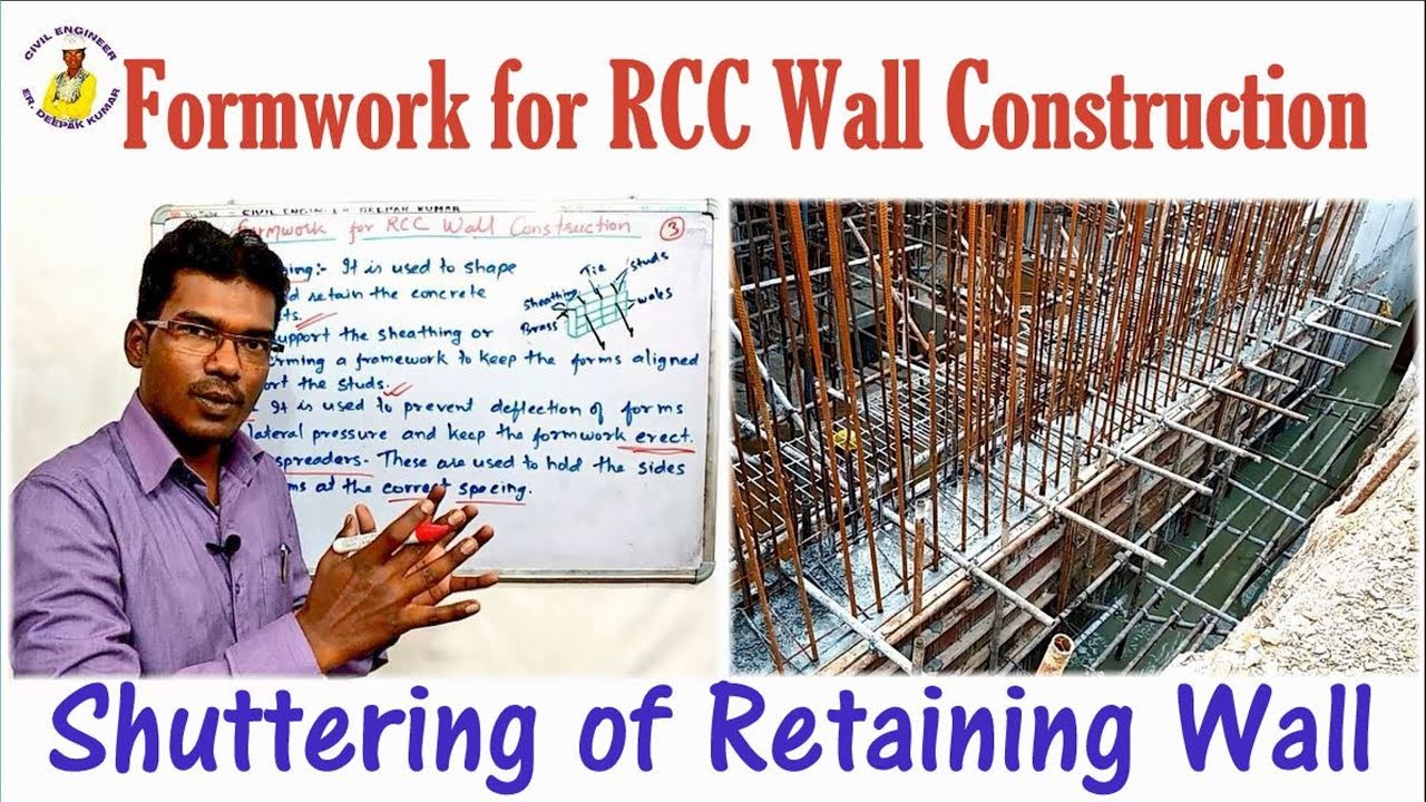 Formwork for RCC Wall Construction | Shuttering of Retaining Wall ...