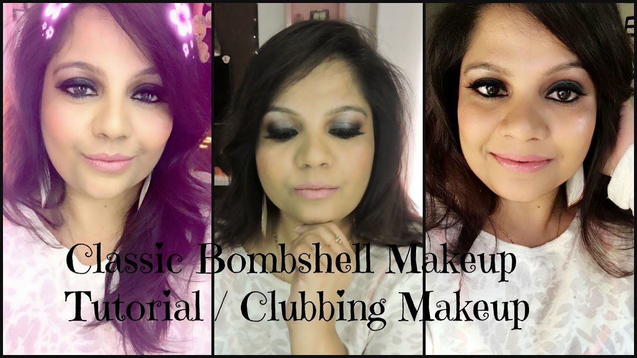 Classic Bombshell Makeup Tutorial | Clubbing Shimmery Black Smokey Eye ...
