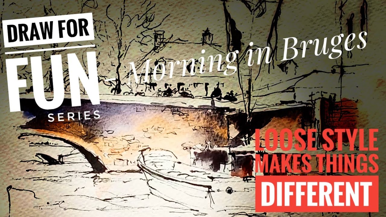 Urban Sketching Series- draw loose style with ink and watercolor - YouTube