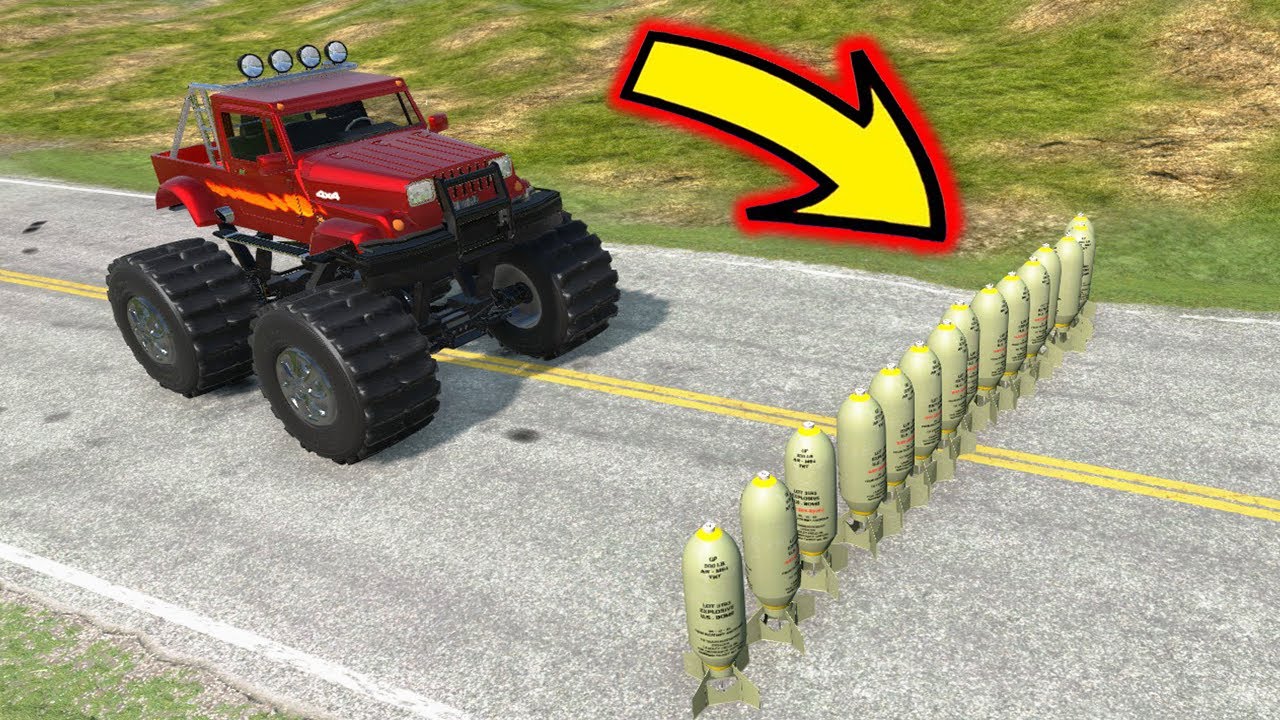 Cars vs Speed Bump from Nuclear Bomb - Epic BeamNG Drive - YouTube