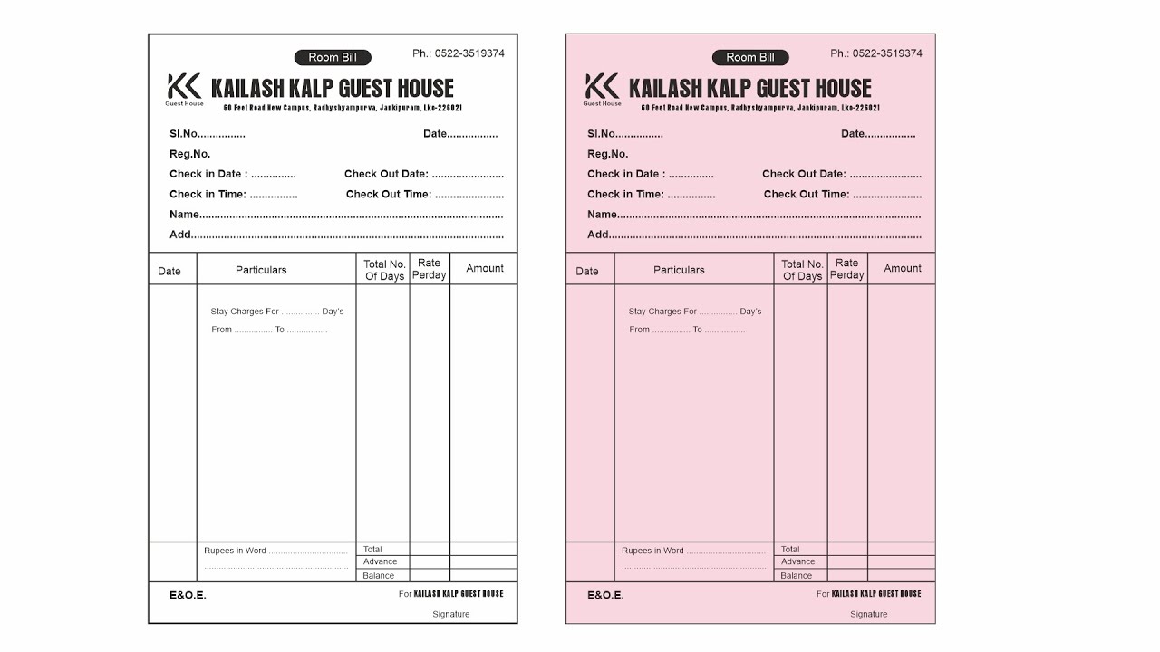 Hotel bill book design coreldraw tutorial || trbahadurpur - YouTube