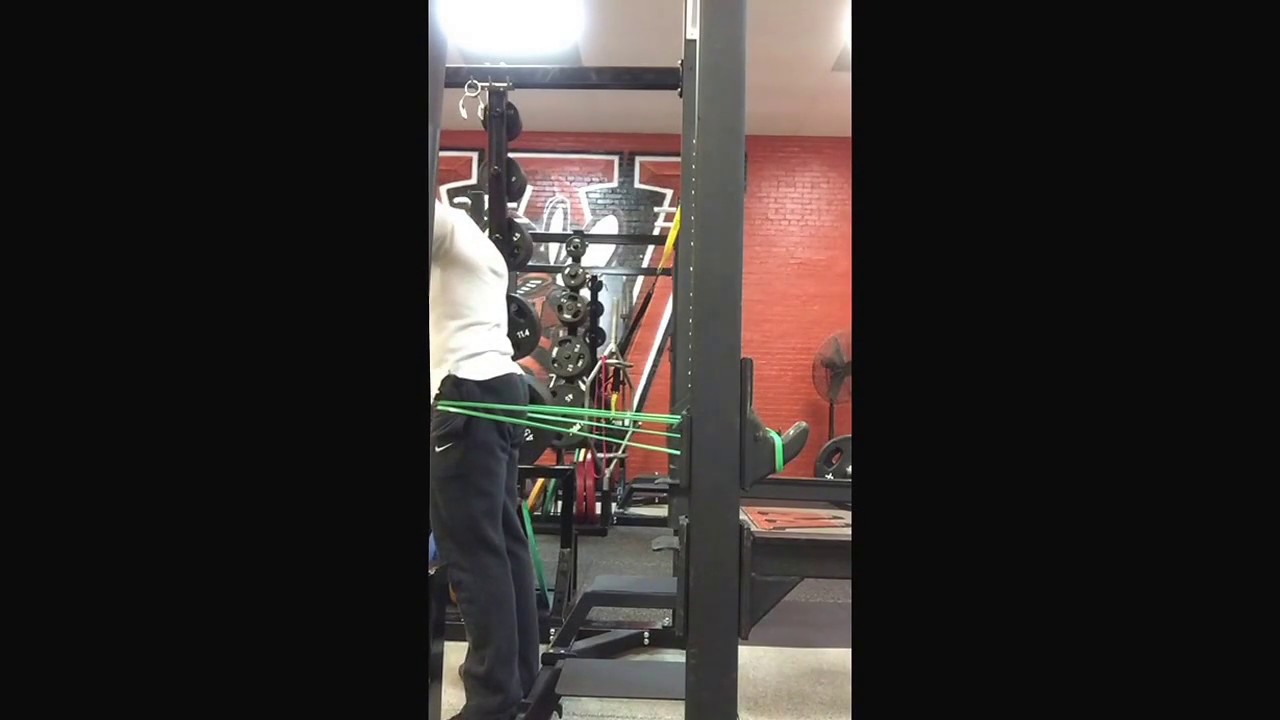 Standing banded hip thrusts - isometrics - YouTube