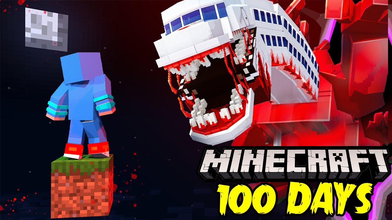 Surviving 100 Days But Its a Scary One Block In Minecraft - YouTube