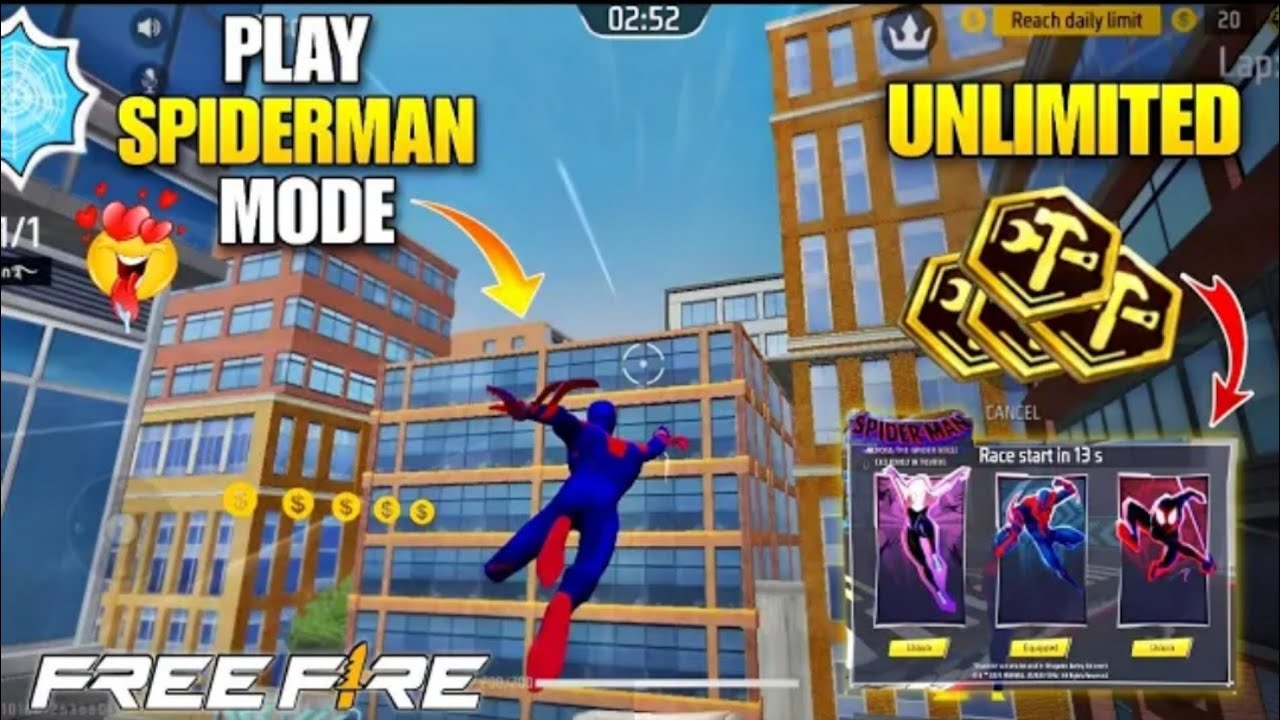 Spider Man Mode Free Fire | Spider Verse Parkour Mode Free Fire | Play ...