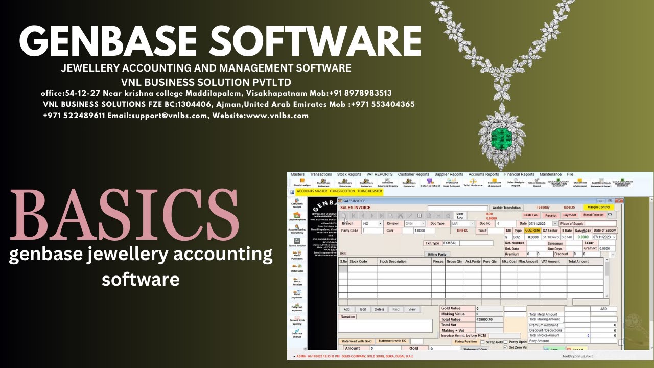 Basics of Genbase Jewellery Accounting Software - YouTube