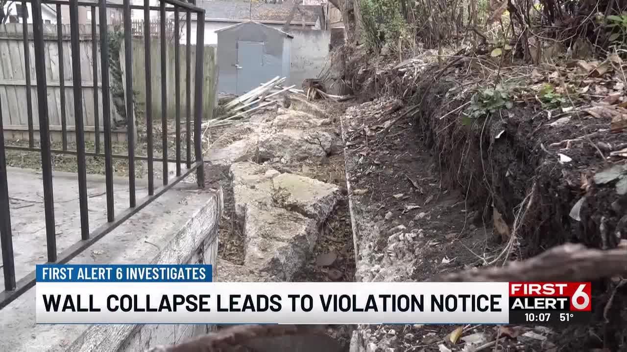 Wall collapse leads to violation notice - YouTube