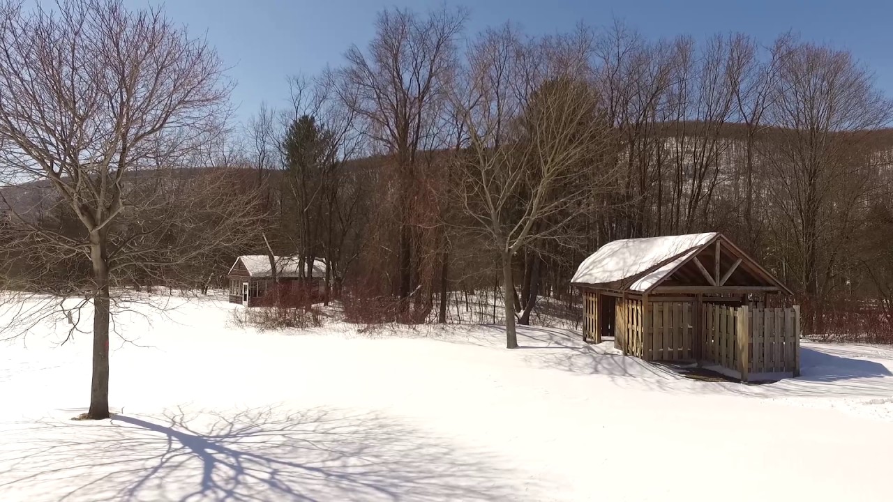 Aerial view of Upstate New York snowmobile trails, Labrador Hollow ...