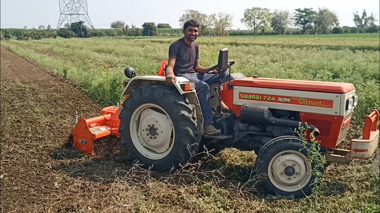 swaraj 724 xm orchard tractor rotavator 4 feet #tractor #swaraj724 ...