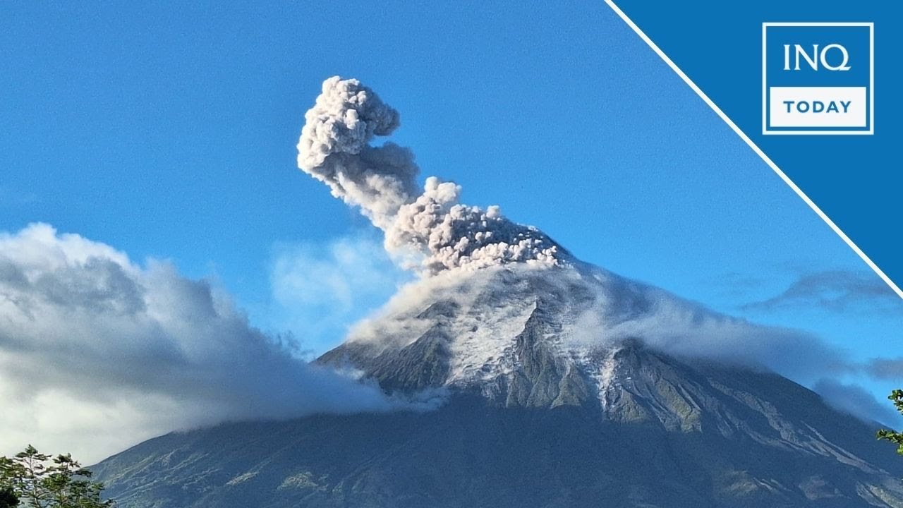 Mayon Volcano spews 1.2-km ash column | INQToday - YouTube