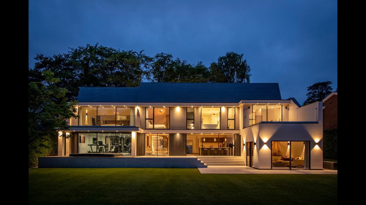 Luxury home with glass doors and full height windows throughout - YouTube