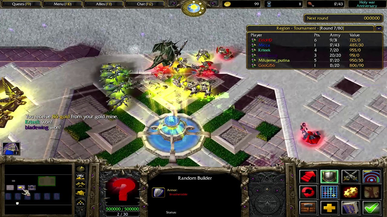 Warcraft 3: TFT [Custom] #31 Holy War - Tournament nekonečný mód :D ...