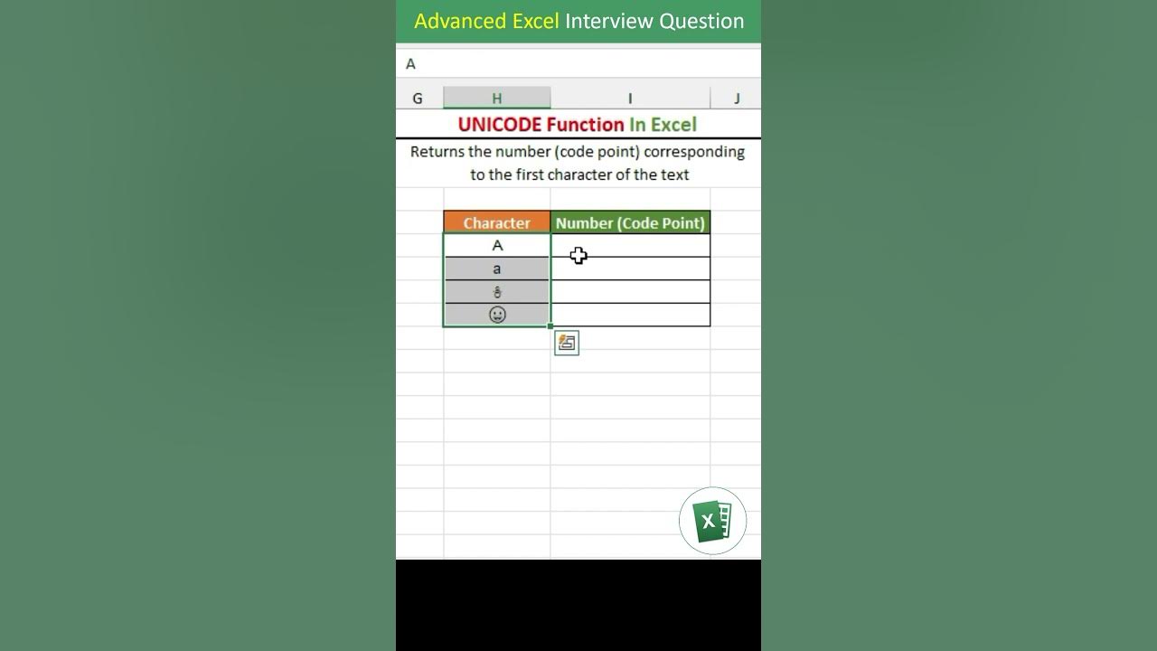 UNICODE function in excel | UNICODE formula in excel | excel interview questions excel tips ...