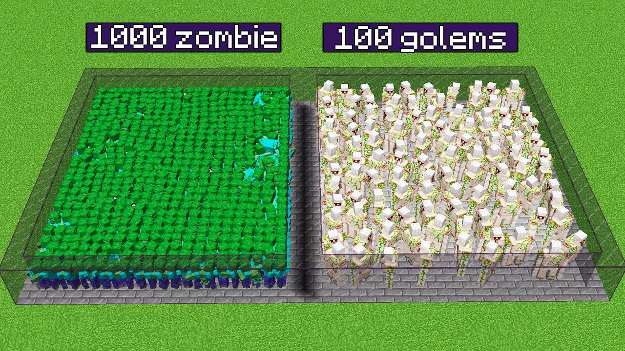 1000 zombie vs 100 golems - YouTube