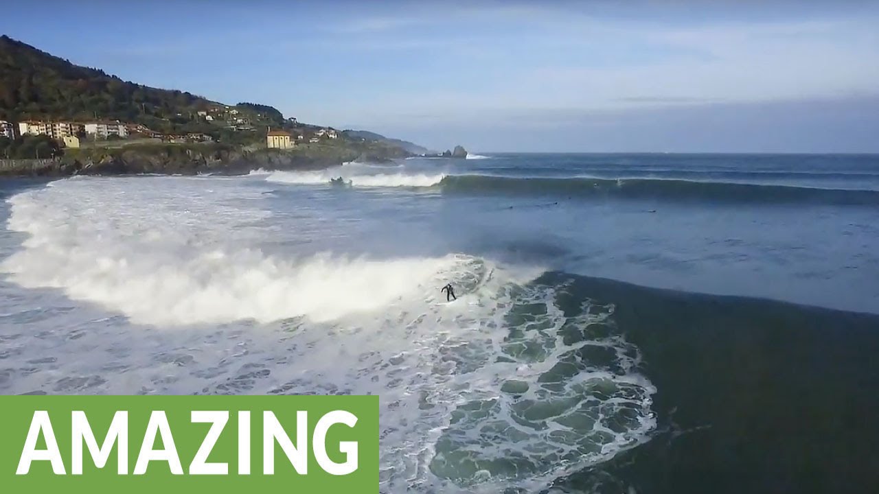Drone footage captures world famous surfing scene - YouTube