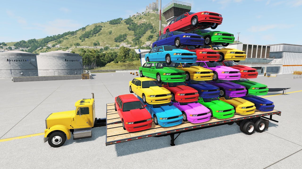 Limousine Long Cars Flatbed Trailer Tractor Truck Car Rescue BeamNG ...