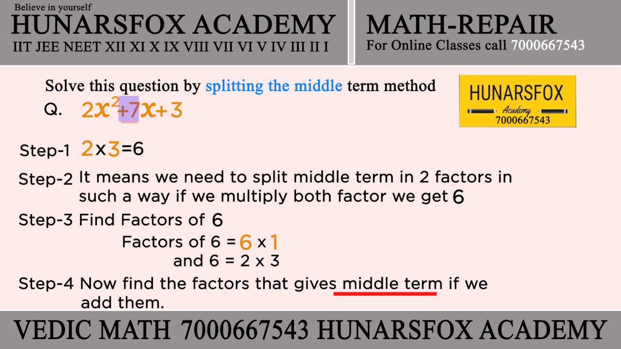 How to solve linear equation using Splitting the middle term - YouTube