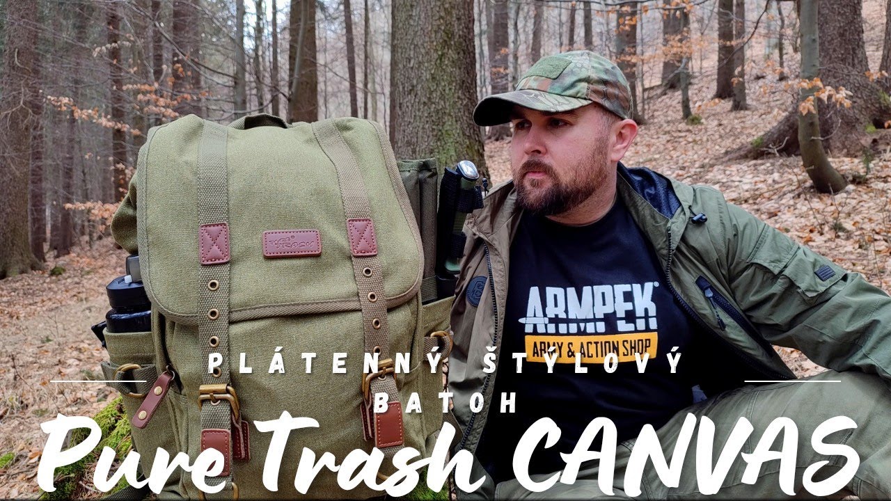ŠTÝLOVÝ PRAKTICKÝ PLÁTENNÝ BATOH PURE TRASH CANVAS 35L DO PRÍRODY ...