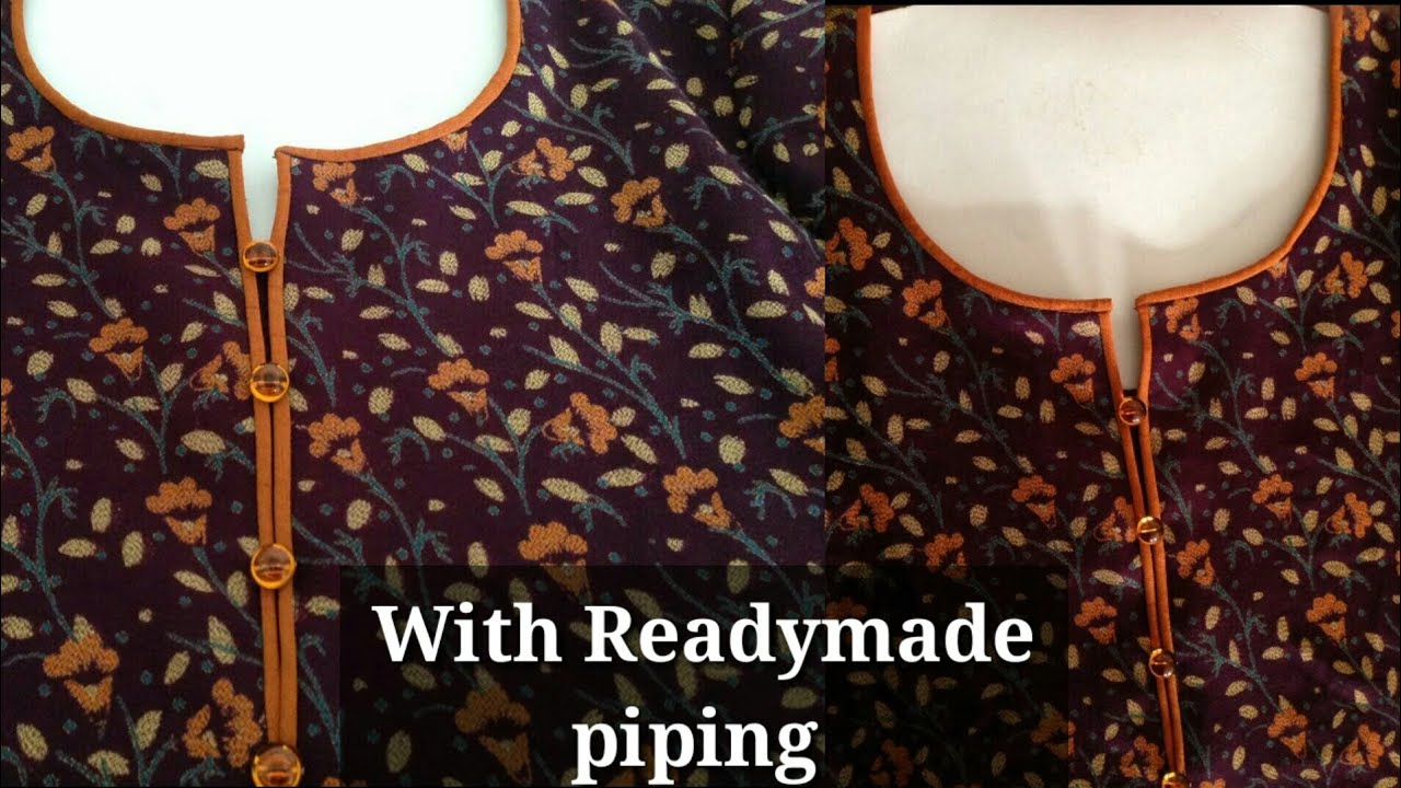 Neck with Readymade piping and buttons.....Easy to make beautifull neck ...
