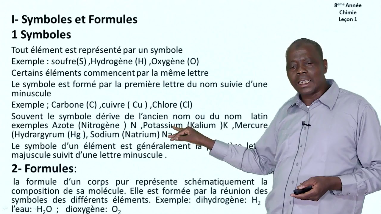 8èA Chimie leçon1 Notation Chimique - YouTube