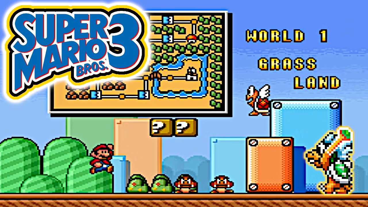 WORLD 1 GRASS LAND | Super Mario Bros. 3 | ALL LEVELS, HD & LIVE ...