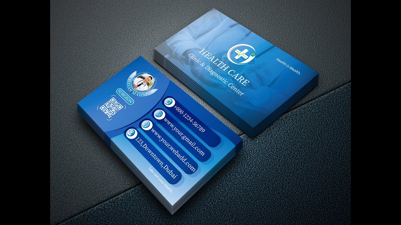Health Care Clinic & Diagnostics Center Business Cards Design - YouTube
