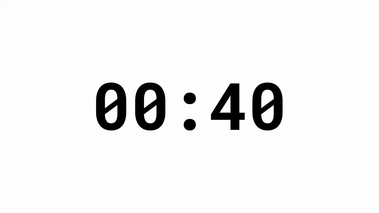 40 Second Countdown Timer - White Background - YouTube