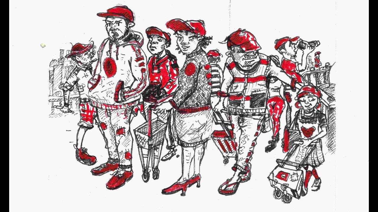 "Red" ink drawing composition - YouTube