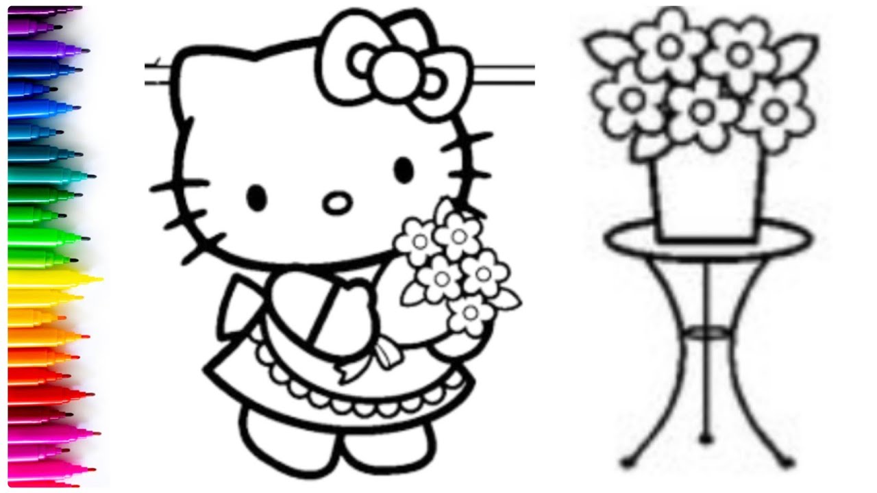 Hello Kitty Flowers Drawing, Painting & Coloring For Kids and Toddlers ...