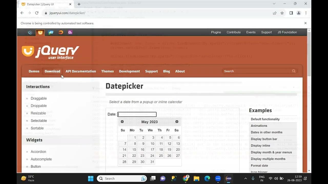 Date Picker In Selenium Using Java Youtube