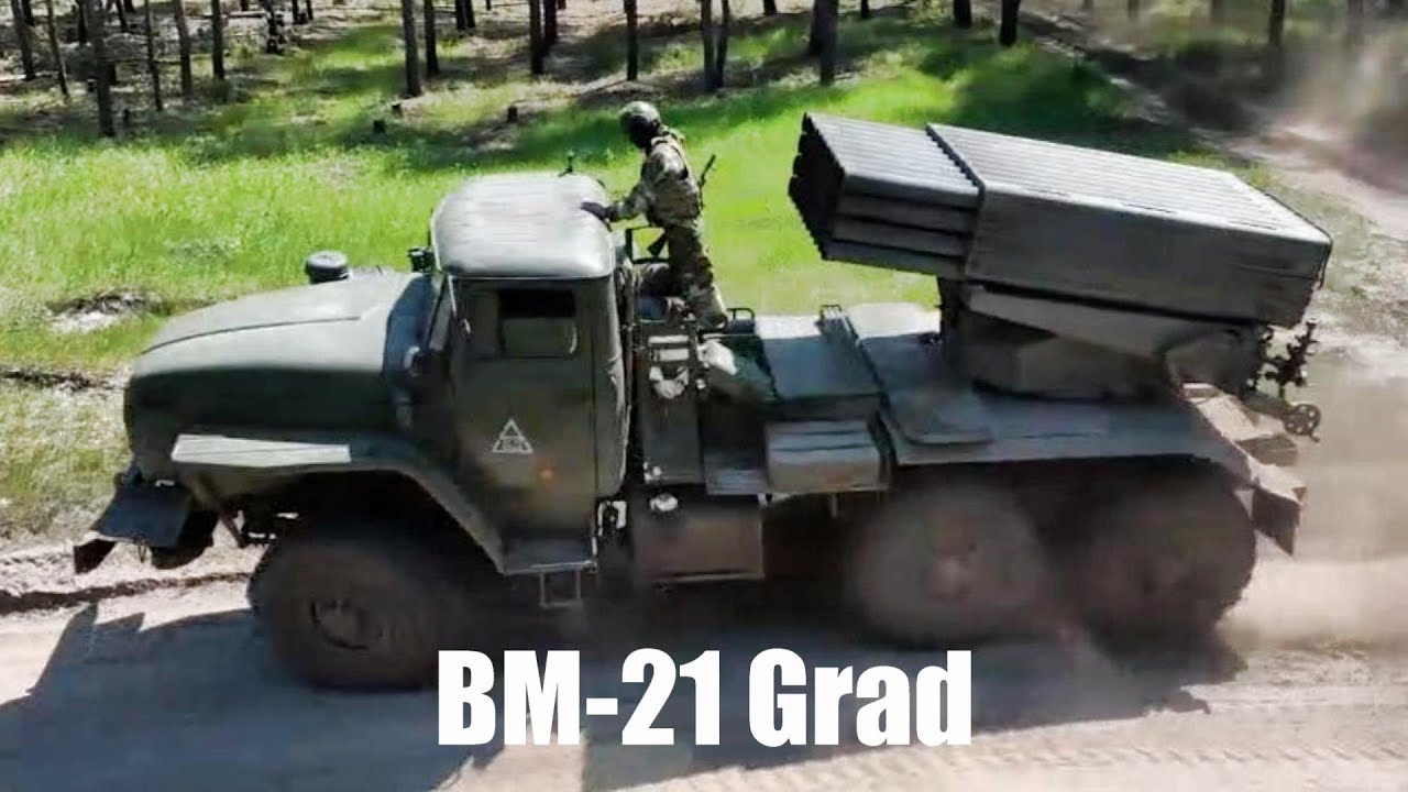 Russian army BM-21 Grad conducts firing operations from Lunhansk Oblast ...