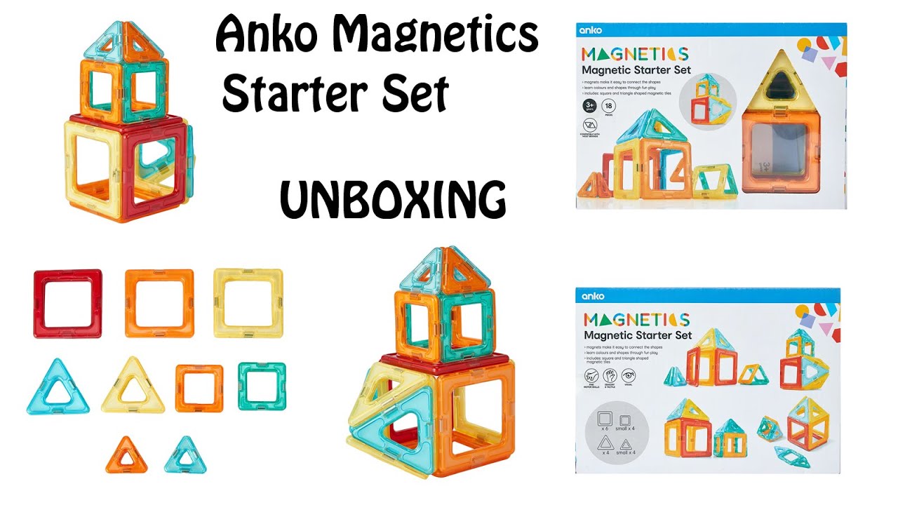 Anko Magnetics Magnetic Starter Set Toys 18 pieces 3+ years Unboxing ...