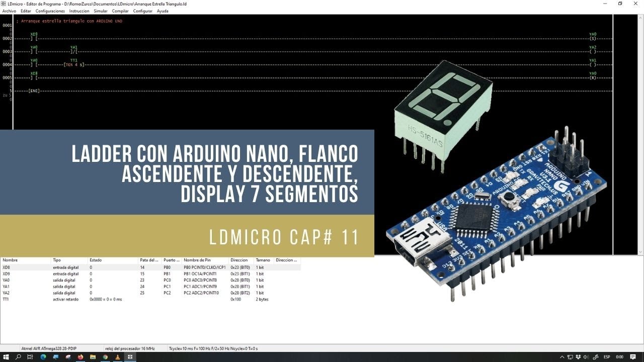 ⚡ LDmicro Cap_11 micro PLC Ladder Arduino Nano, Flanco ascendente y ...