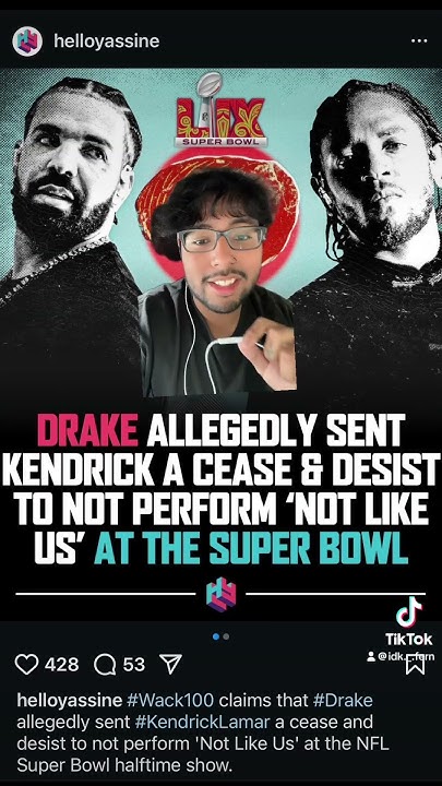 Drake sends Kendrick a Cease & Desist over Super Bowl - YouTube