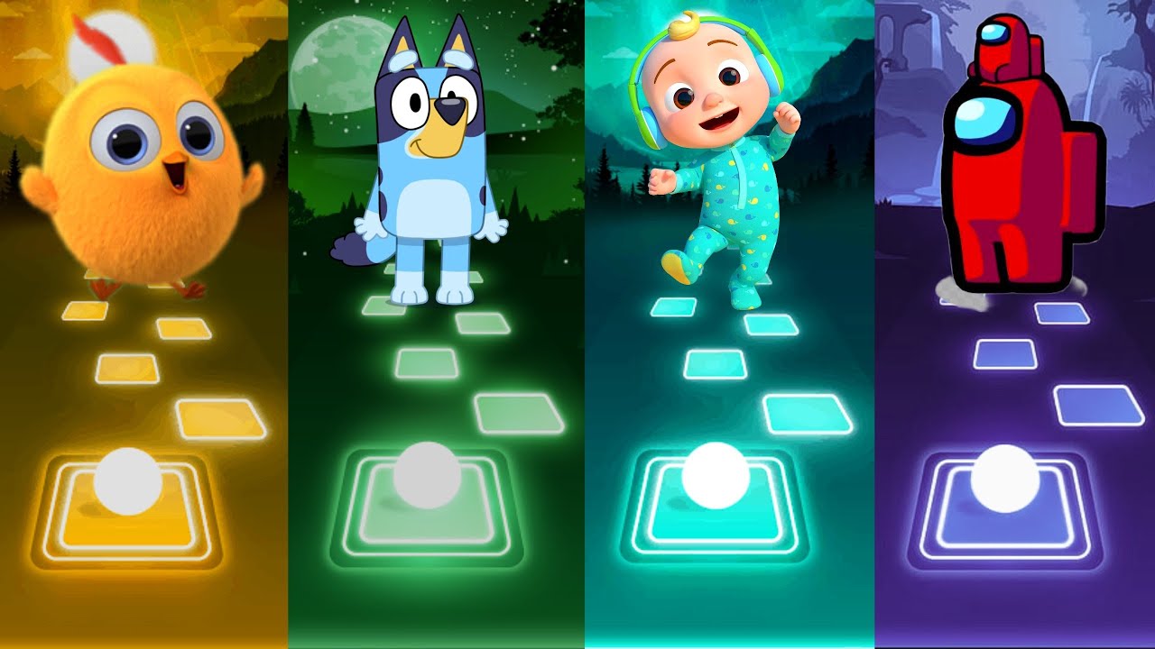Chicky vs Bluey vs Cocomelon vs Among us - Tiles Hop!!! - YouTube