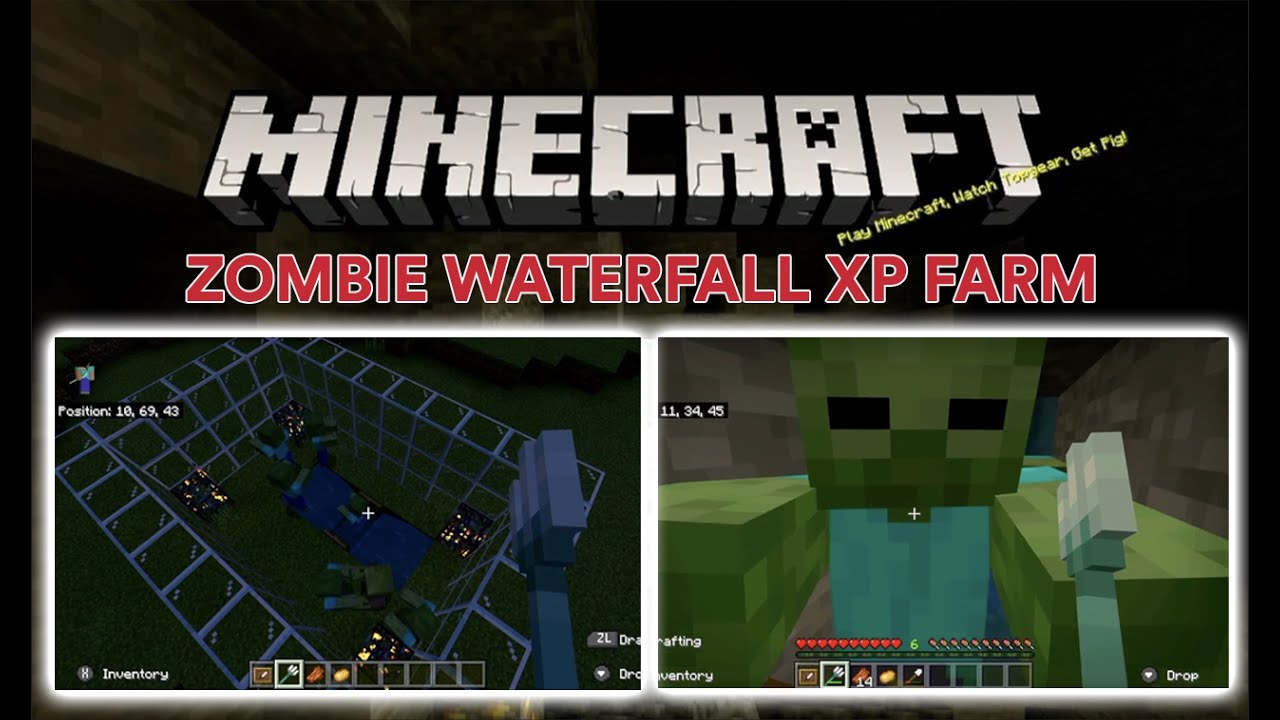 Easy Minecraft XP Farm: Zombie Waterfall Tutorial - YouTube