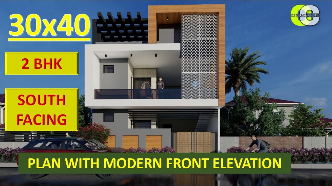 30x40 Foot 2bhk South Facing House With Front Elevation - YouTube