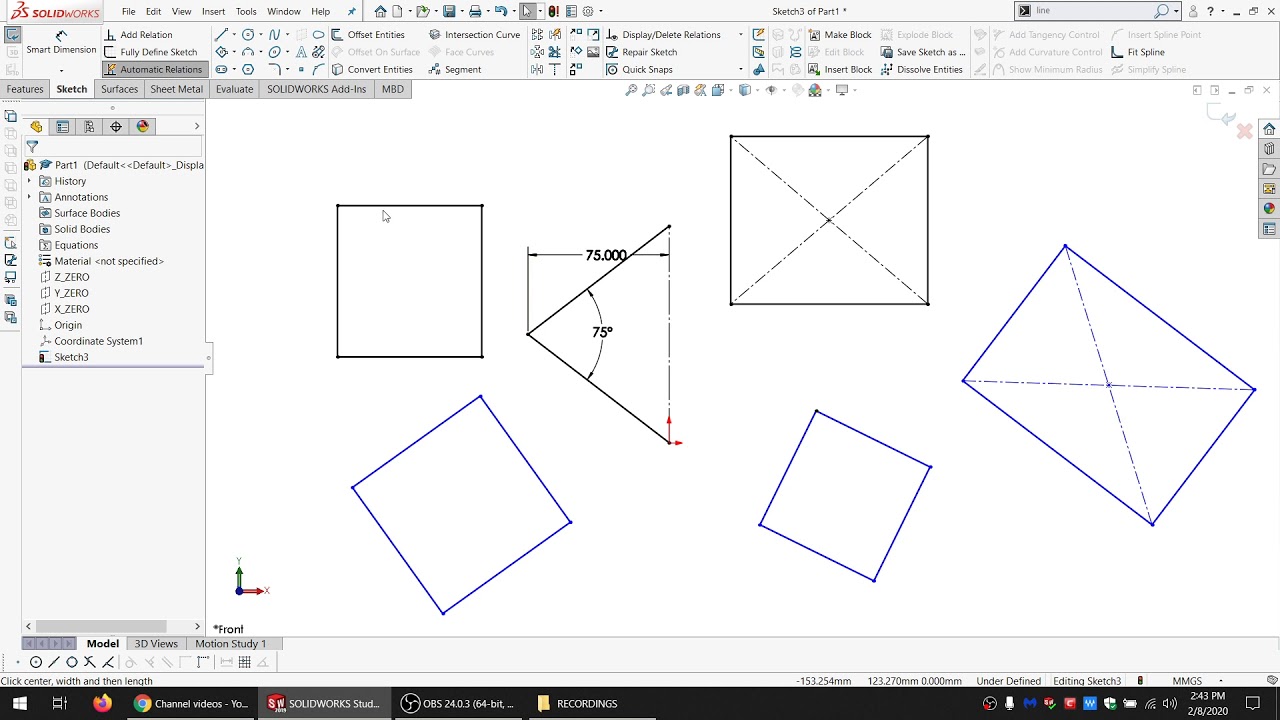 Explaining 2D Sketch Tools in SolidWorks - YouTube