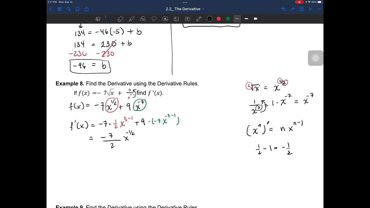 2.2 Ex. 8 Find derivative in a function with a Square Root and a negative power - YouTube