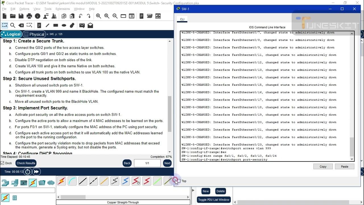 Packet Tracer Switch Security Configuration Youtube