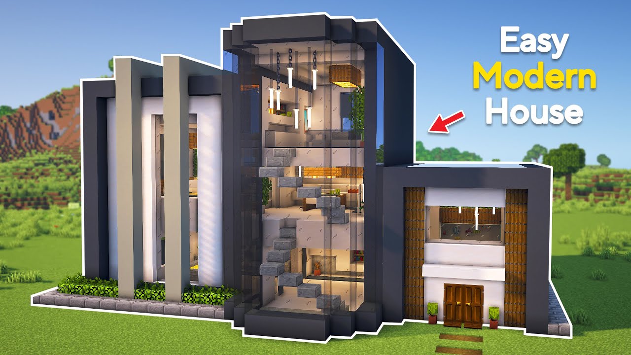 How To Build an Easy Modern House In Minecraft - Tutorial🏡 - YouTube