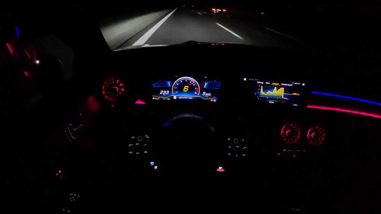 Mercedes AMG CLA 45 S POV Night Drive // NO SPEED LIMIT // Ambient ...