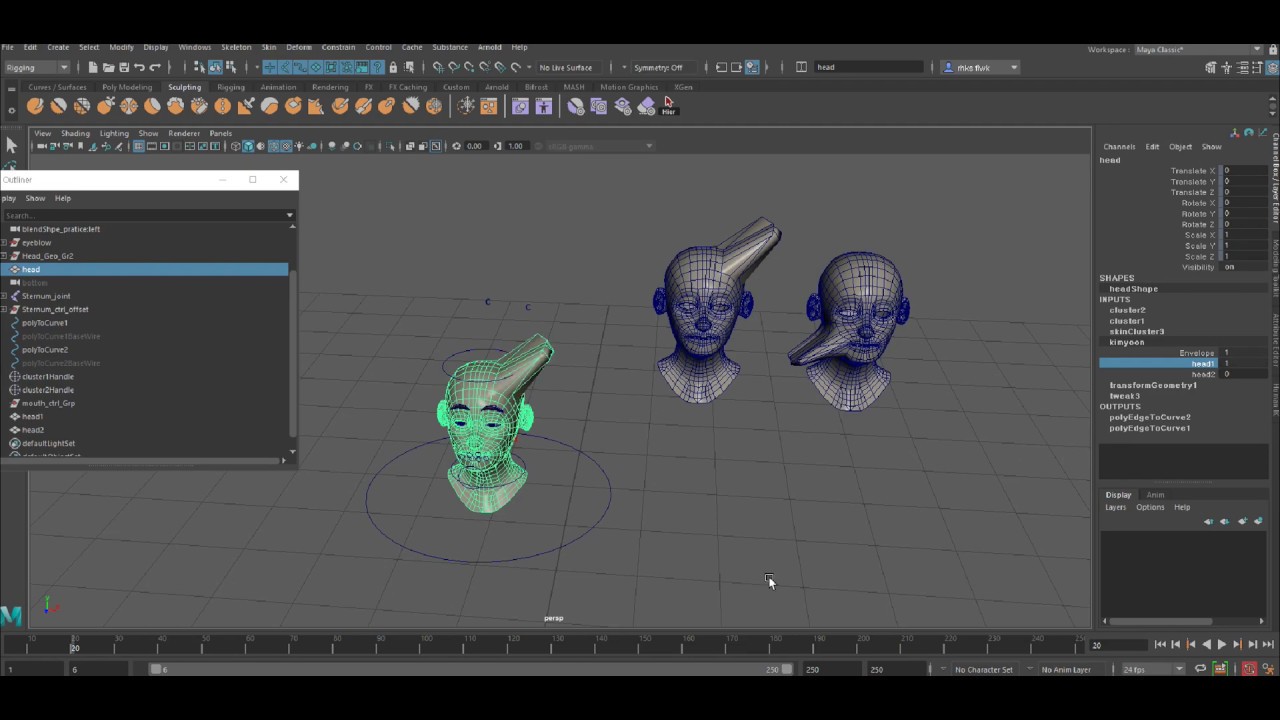 45. 마야리깅기초maya rigging_basic_face rigging4 - YouTube