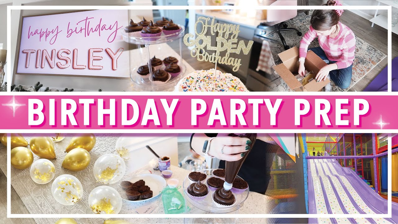 PARTY PREP WITH ME | golden birthday decor, DIY layer cake, house ...