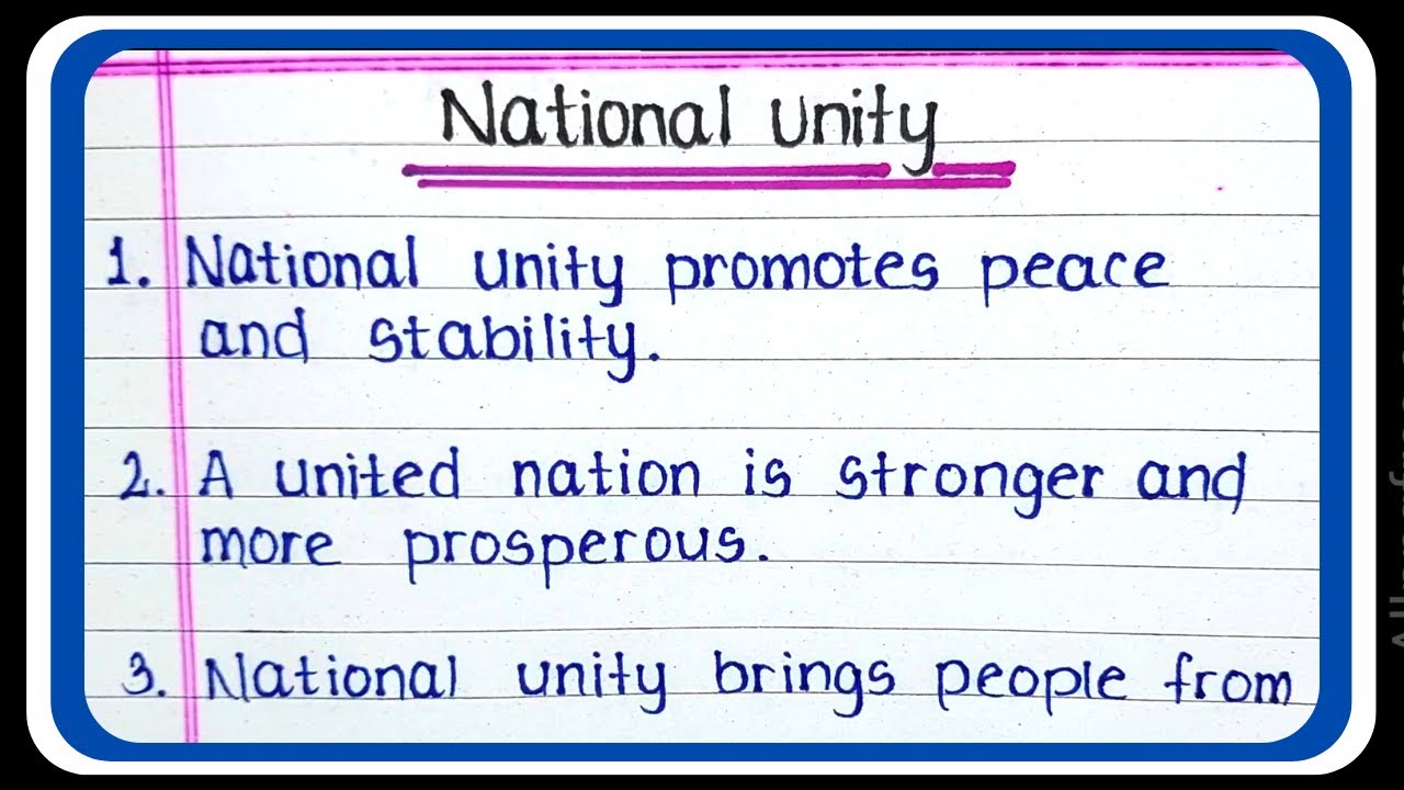 write an essay on national unity | unity essay in English - YouTube