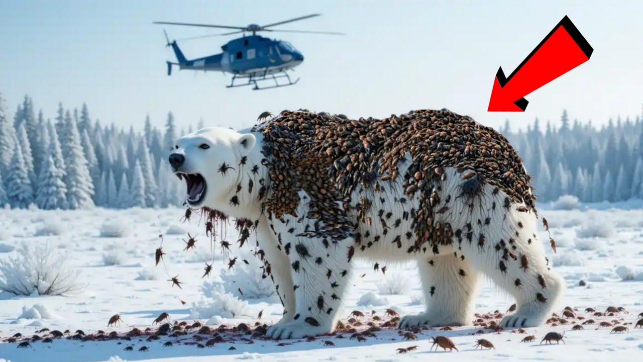 A polar bear was injured by barnacles and parasites, A rescue team ...