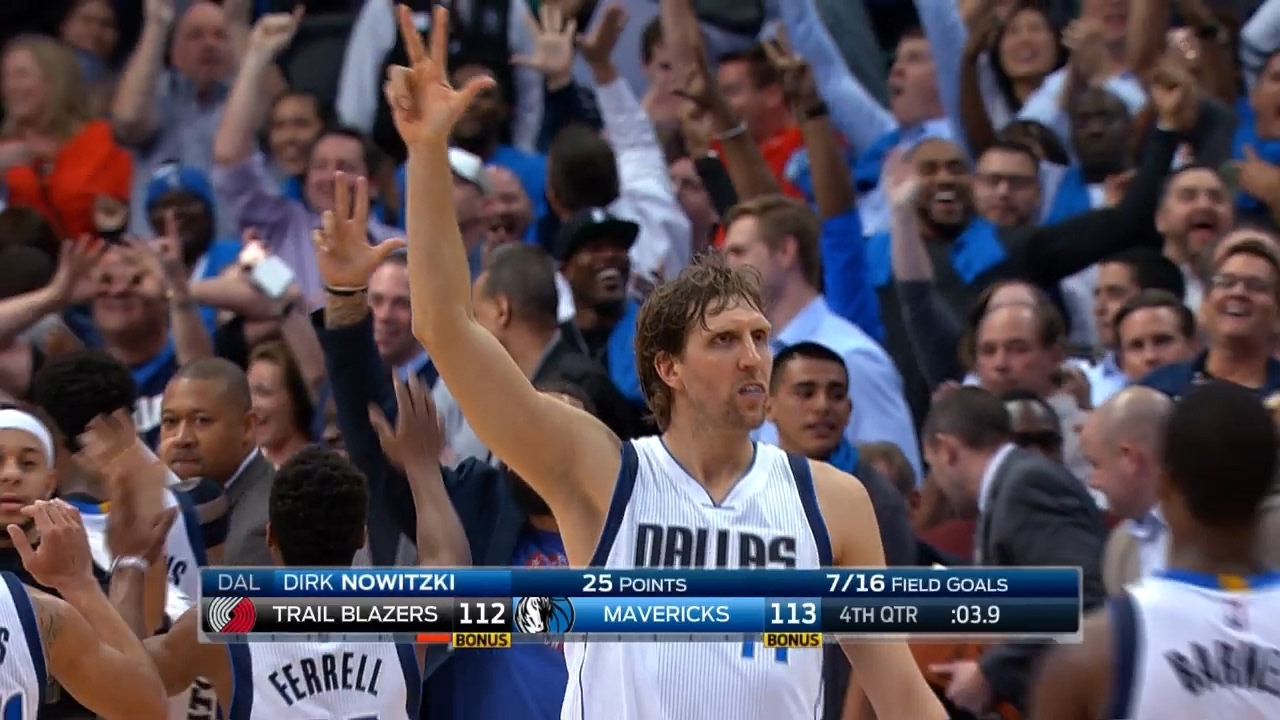Dirk Nowitzki Clutch 3-Pointer | Blazers vs Mavericks | February 7 ...