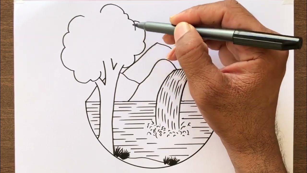How to Draw a Mountain Scene - YouTube